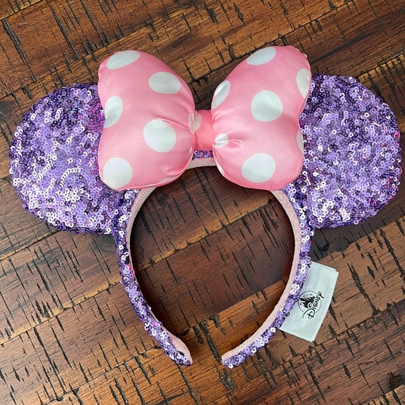 Disney | Accessories | Minnie Mouse Ears Purple Sequin | Poshmark